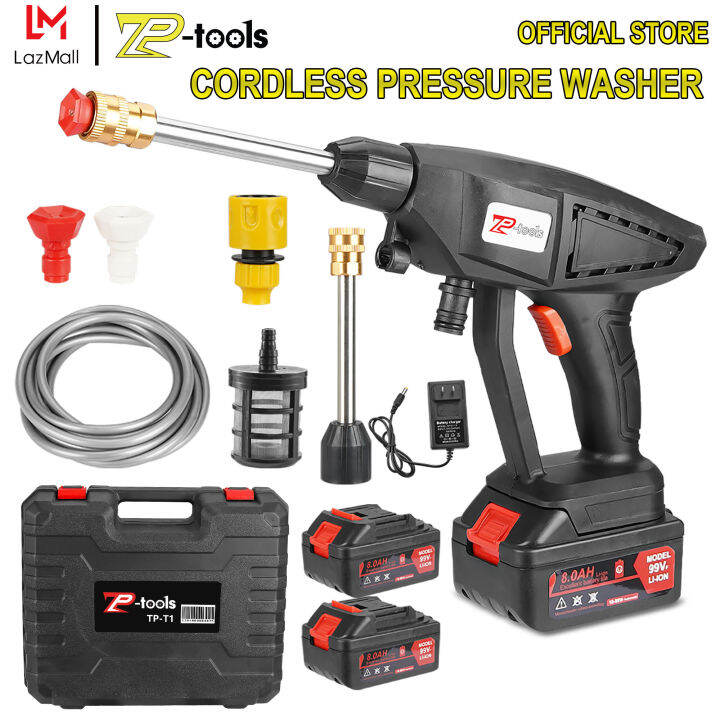 TP TOOLS เครื่องฉีดน้ำแรงดันสูงไร้สาย 99V เครื่องฉีดน้ำแรงดันสูง ปืนฉีดน้ำไร้สายเครื่องล้างรถ ...