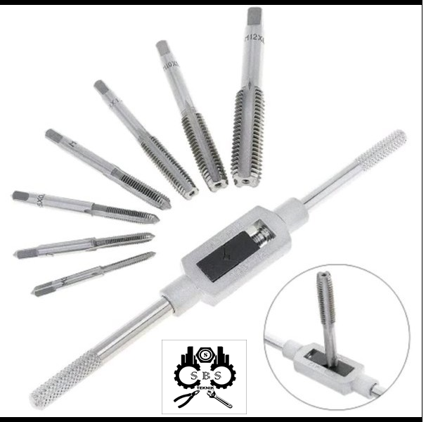 Alat Senai Pembuat Drat Hand Tap Set Lengkap Gagang Stang Handle Alat ...