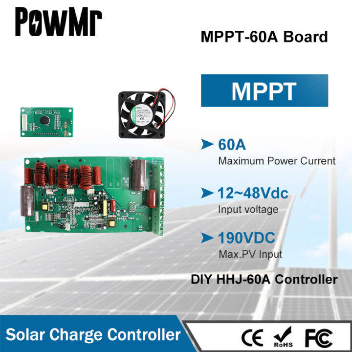 PowMr MPPT 60A Solar Charge Controller and Discharge Controller PCB Board 12V 24V 36V 48V Auto ...