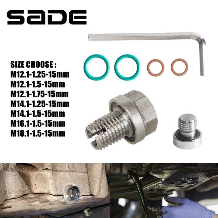 Oversize Piggyback Oil Drain Plug M12.1-1.25/1.5/1.75x 15mm Stainless Steel Self Tapping Oil Pan ...