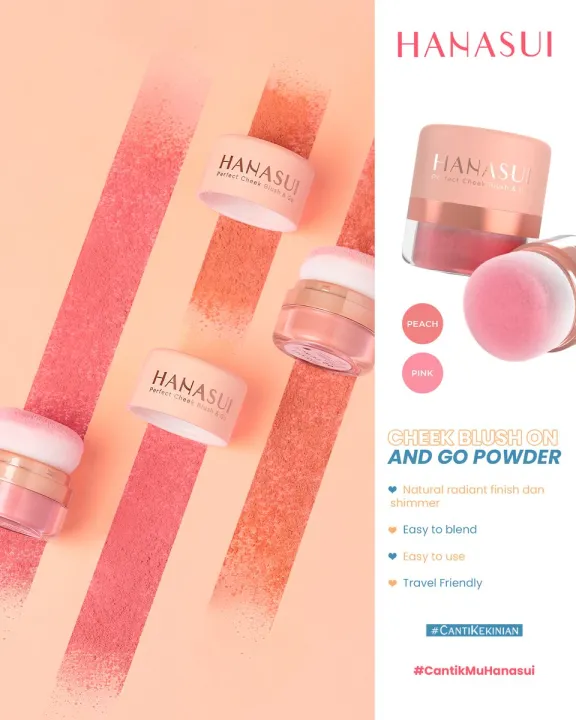Hanasui Cheek Blush On & Go - Blush On Hanasui - 2 Varian Warna - Peach ...