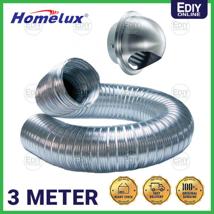 HOMELUX COOKER HOOD ALUMINIUM HOSE & STAINLESS STEEL CAP 6 INCH 3 meter ...