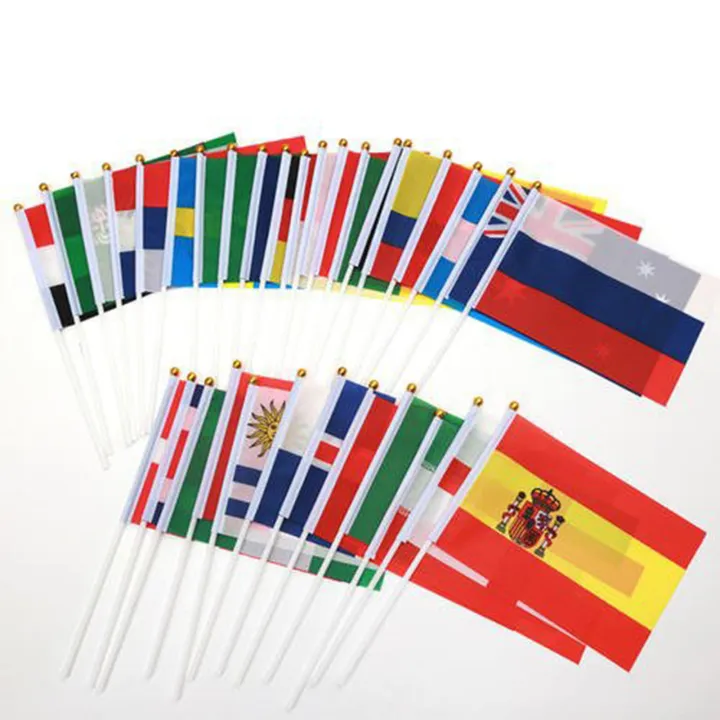 10Pcs International World Flags Mini Hand Held Flags International ...