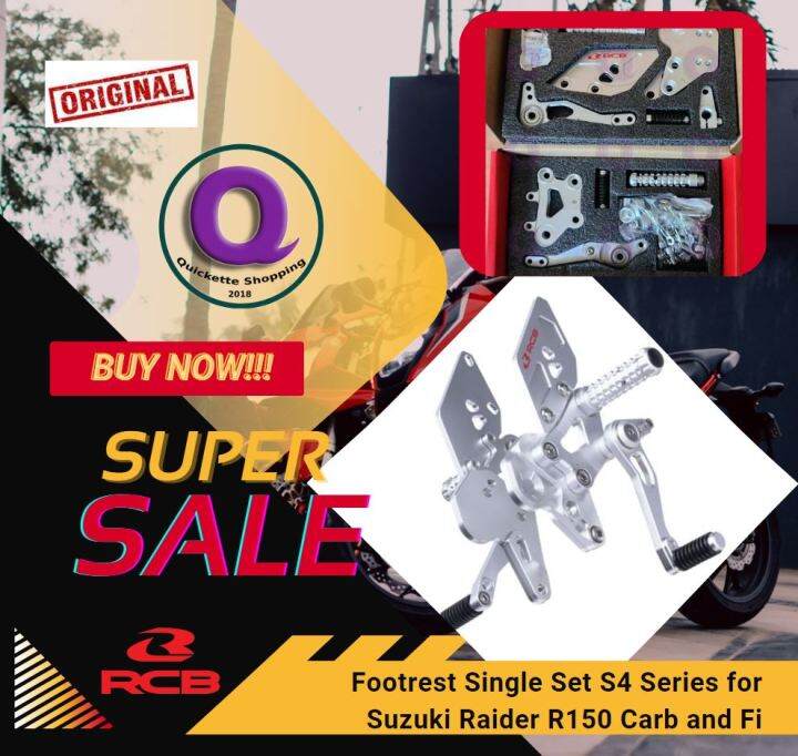 RCB Footrest Single Set S4 Series SILVER for Suzuki Raider R150 Carb ...