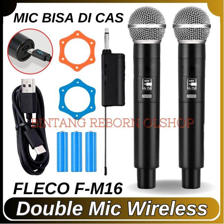 Double Mic Profesional Wireless Microphone Nirkabel Isi Ulang Mic Tanpa ...
