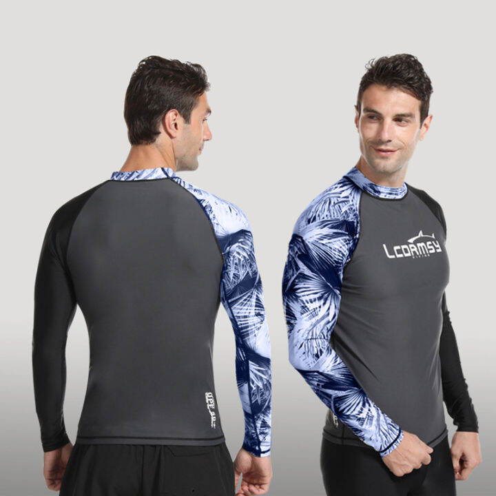 Men's Rash Guard / rash guard swim suit for men / long sleeve O-neck ...