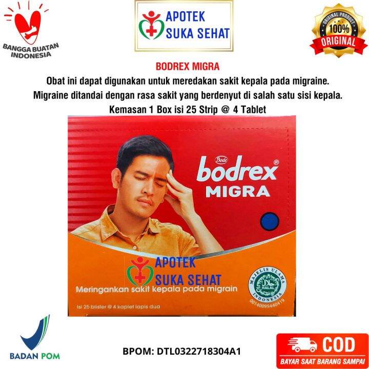 BODREX MIGRA TABLET / OBAT SAKIT KEPALA SEBELAH / 1 BOX = 25 STRIP ...