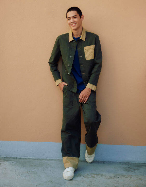 [MOO 4/23] Two-Tone Patchwork Pants กางเกงผู้ชาย ขายาว ทรงคาร์โก้ แต่ง ...