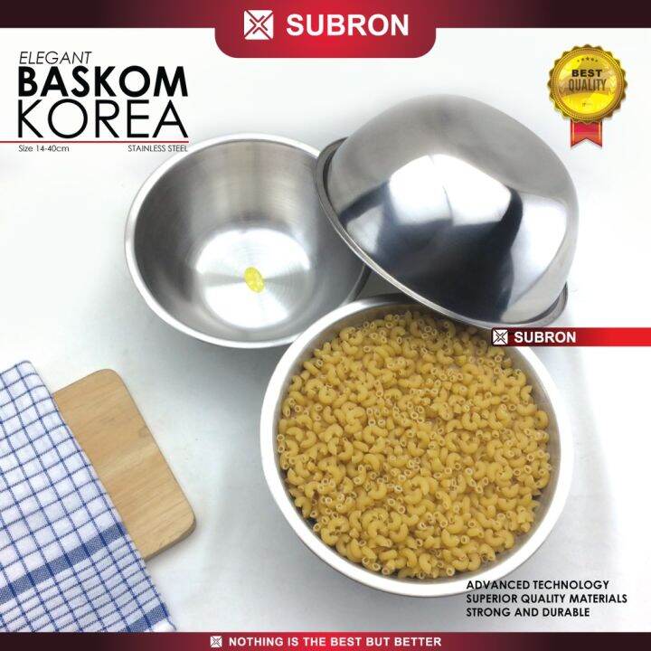 SUBRON Baskom Korea 18cm 20cm Tebal Wadah Multifungsi Stainless Steel ...