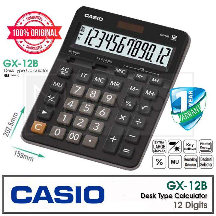 Casio GX-12B 12Digit Desk Type Calculator (Extra Large Display) | Lazada