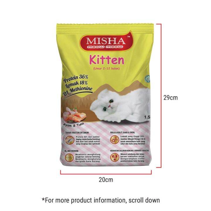 MISHA Kitten Kibbles Chicken & Tuna 1.5kg | Lazada