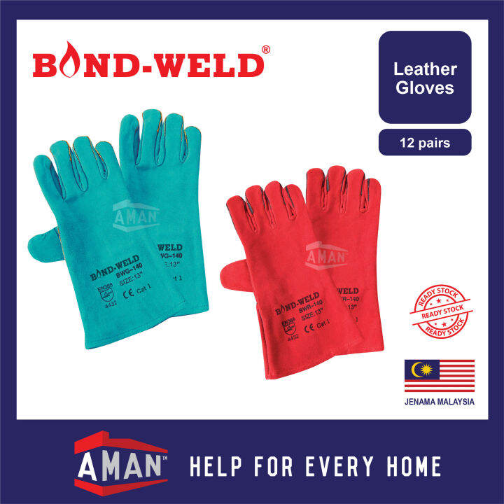 BOND WELD Welding Glove Full Leather Hand Glove Safety Work Gloves ...