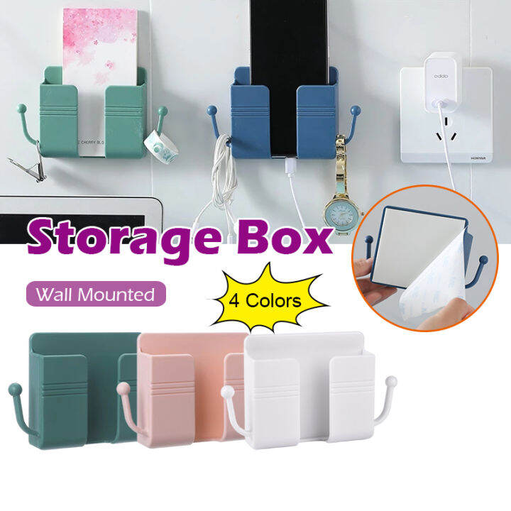 Wall Charger Storage Box Storage Rack Phone Holder Organizer Remote ...