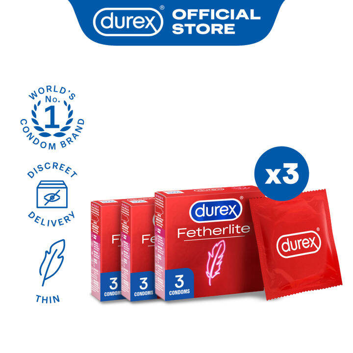 [Bundle of 3] Durex Fetherlite Condoms Thin for Greater Sensitivity 3s ...