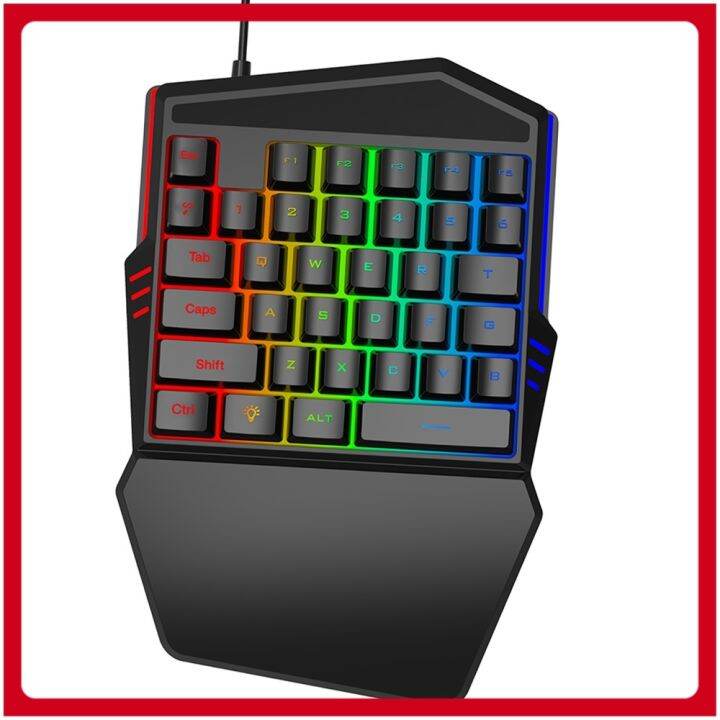One-handed Membrane Keyboard 35 Keys with Backlight Single Hand Gaming ...