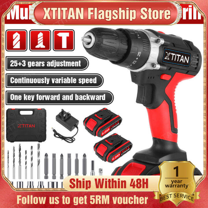 【XTITAN Flagship Store】 2 Battery 3 In 1 Brushless Impact Wrench Electric Drill Screwdriver ...