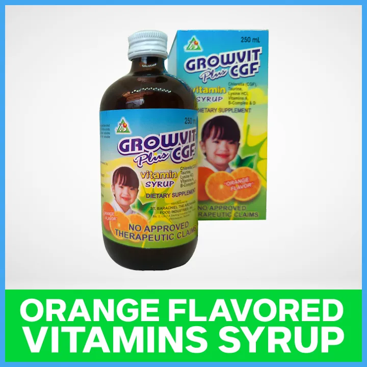 GrowVit Plus CGF 250 ML Vitamin Syrup (Dietary Supplement) with Orange ...