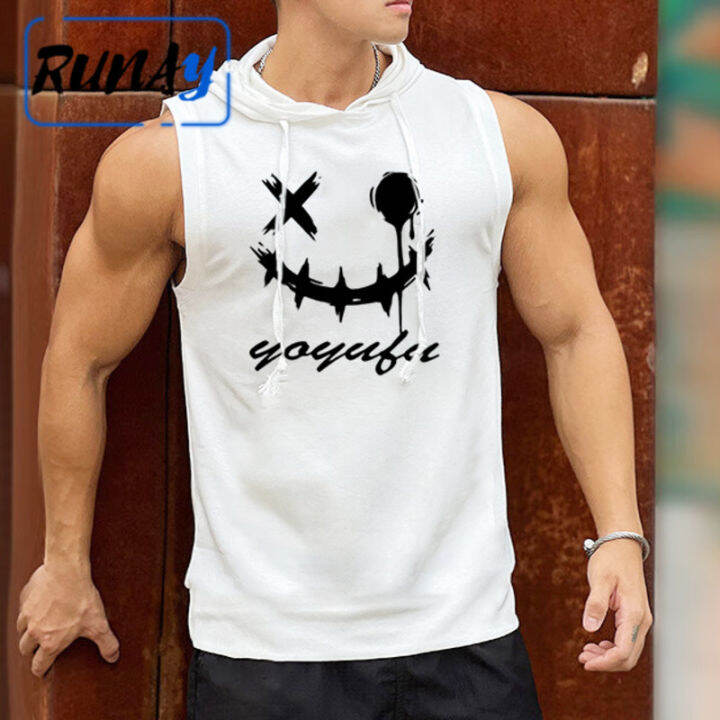 RUNAY เสื้อยืดแขนสั้นมีฮู้ดผู้ชายเรียบง่ายทุกการแข่งขันเสื้อกันหนาว ...