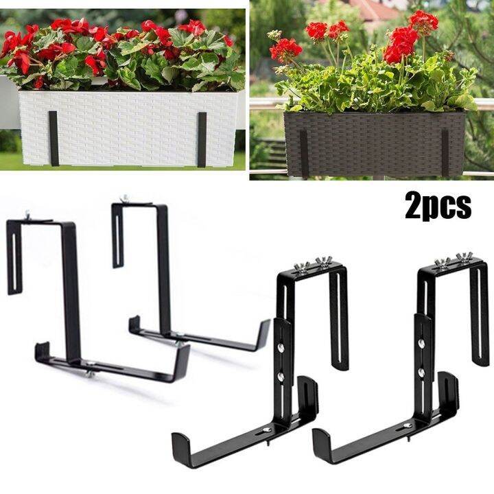 Metal Balcony Brackets Pair Hook Trough Plant Pot Hanging Hooks Rail ...