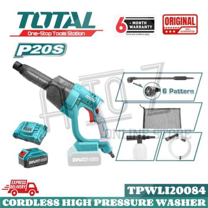 TOTAL HIGH PRESSURE CLEANER CORDLESS WASHER --- TPWLI20084 20V LITHIUM-ION CORDLESS PRESSURE ...