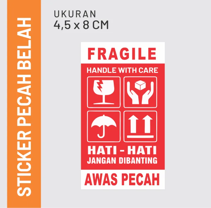 Sticker Fragile (isi 100) Stiker Fragile Pecah Belah seri 003 | Lazada ...