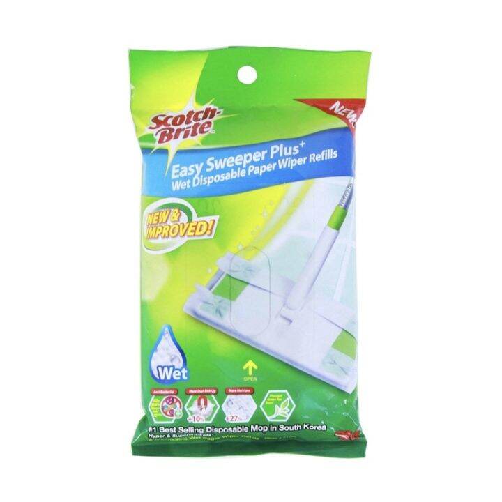 3M Scotch Brite Easy Sweeper Plus Wet Disposable Paper Wiper Refills (8 ...