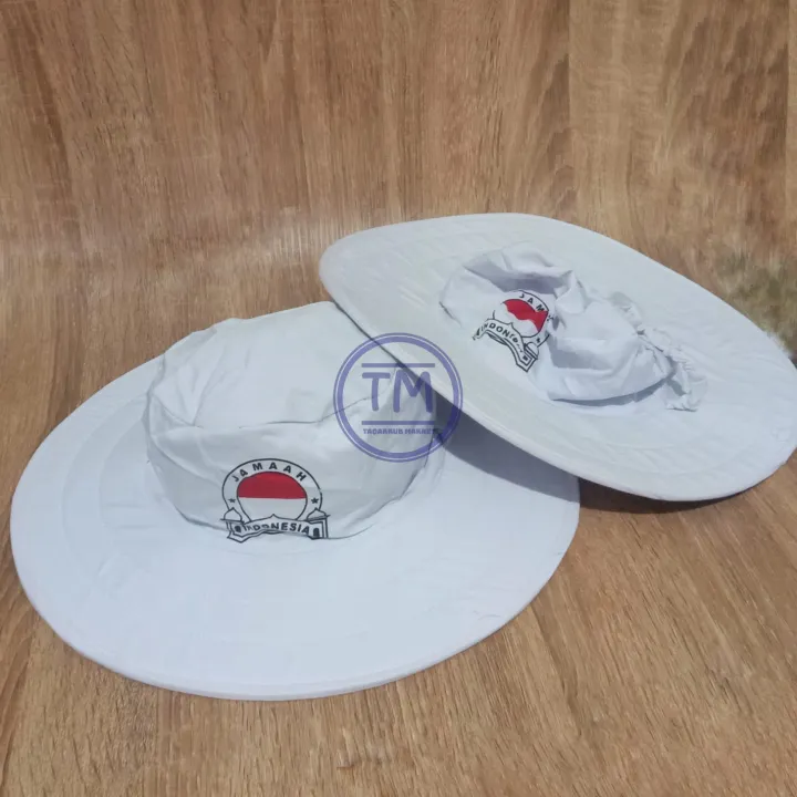 Topi Haji LEBAR Logo Bendera Haji & Umroh - Sablon Logo Haji Indonesia ...