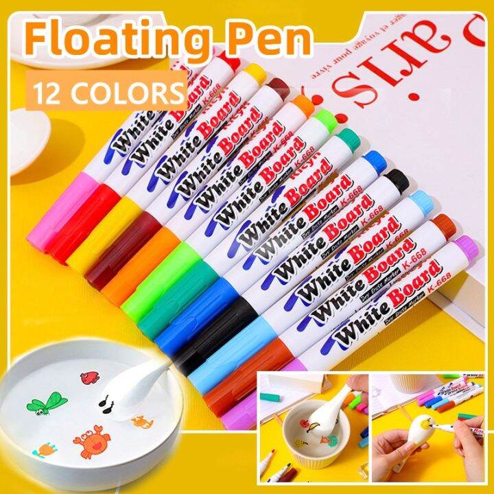 DIY Drawing Floating Pen in Water Magical Painting Marker Pens Magic ...