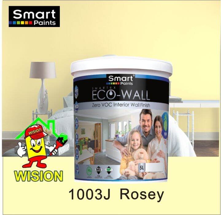 1003J ROSEY 1L / 5L / 18L Smart Paints SMARTEX ECO-WALL / INTERIOR PAINT / Cat Rumah Dalam | Lazada