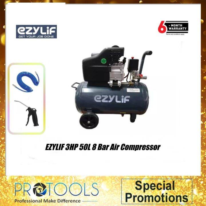 EZYLIF CG50T 3HP 50L 8 Bar Air Compressor COMBO SET | Lazada