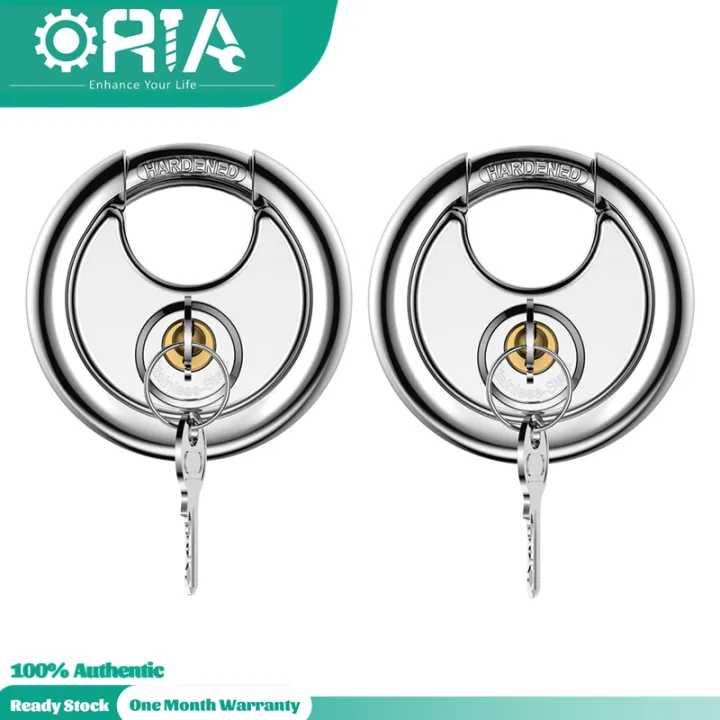 ORIA Key Padlock Outdoor Stainless Steel Disc Lock Heavy Duty Padlock ...