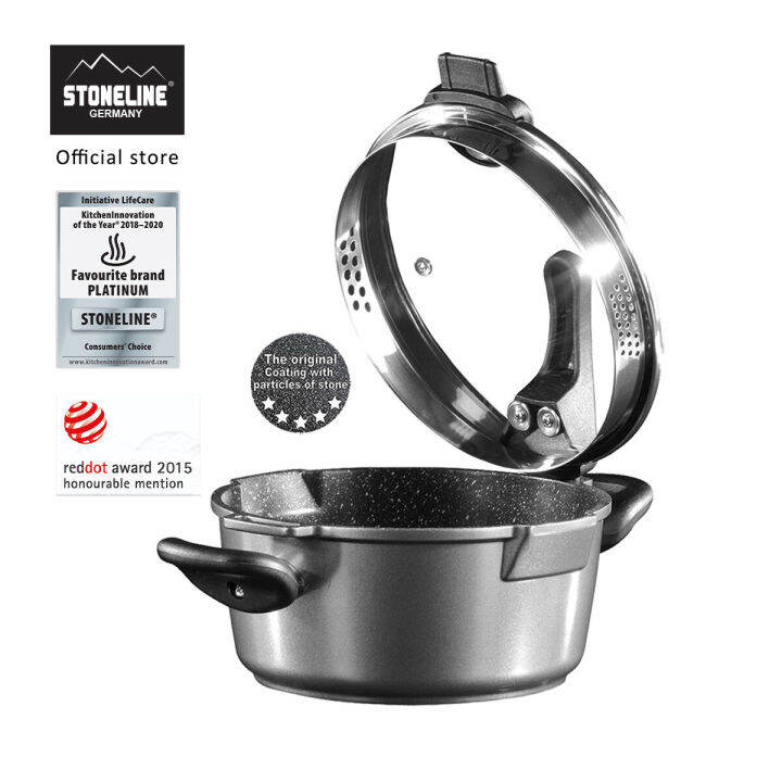 STONELINE® FUTURE Cooking pot 28 cm, with sieve glass lid | Lazada PH