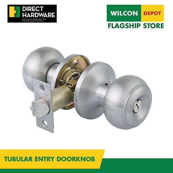 DIRECT HARDWARE Tubular Door Knob Lock TL 609-ET-SS w/ Key by Wilcon ...