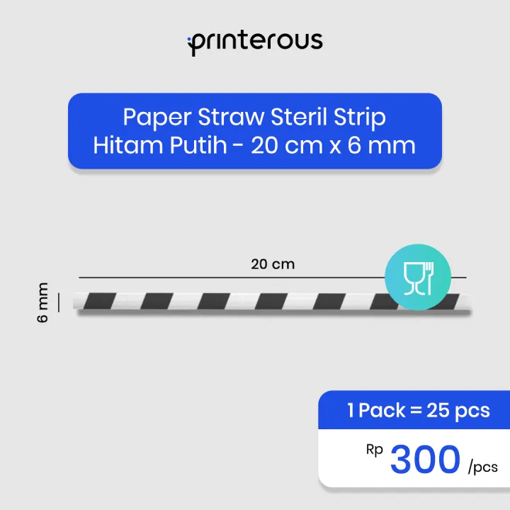 Paper Straw Strip Black & White / Sedotan Kertas Garis Hitam & Putih ...