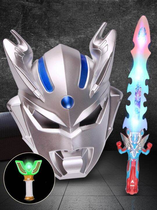 Ultraman Zero Mask Glowing Children's Toy Cloak Cloak Full Face Non ...