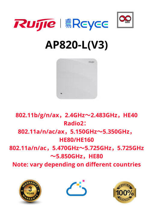 Ruijie RG-AP820-L(V3) WiFi 6 AX3000 Wall/Ceiling Indoor Access Point ...
