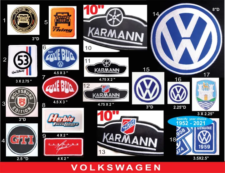Volkswagen Cloth Patch Badge - Embroidery VW Beetle Karmann Ghia Bug ...