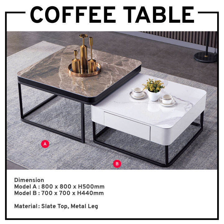 Coffee Table Living Hall Table Square Coffee Table Slate Top Coffee ...