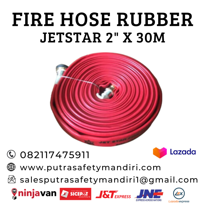 FIRE HOSE RUBBER JETSTAR 30 METER X 2 INCH KONEKSI MACHINO 18 BAR SELANG ROLL PEMADAM KEBAKARAN ...