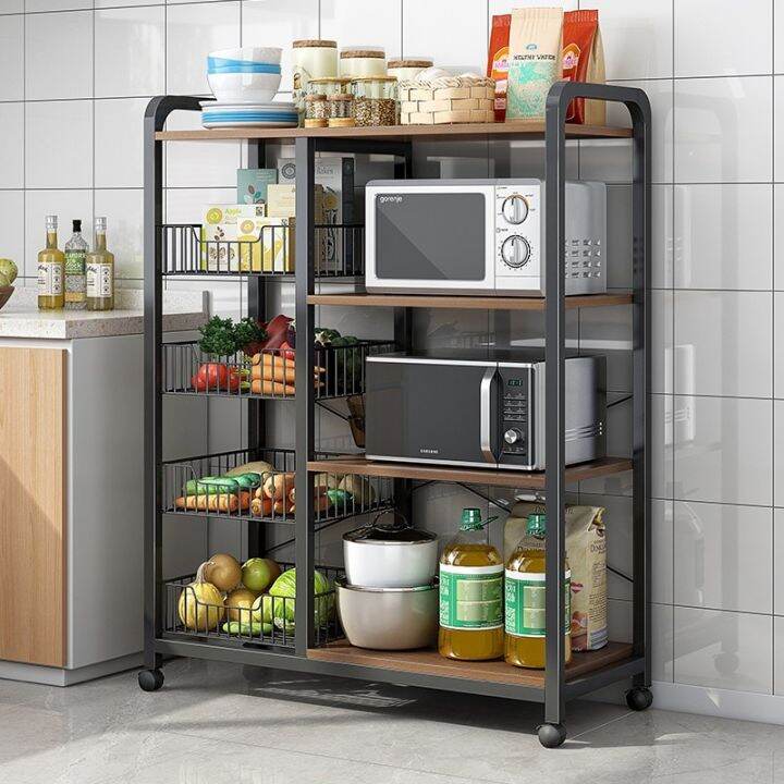 Kitchen Cabinet Rack Organizer Shelf with Wheels 3/4 layers Steel ...