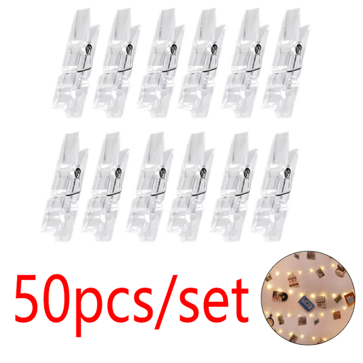 50Pcs Plastic Clothes Spring Hanging Clips / Transparent Clips Clamps ...