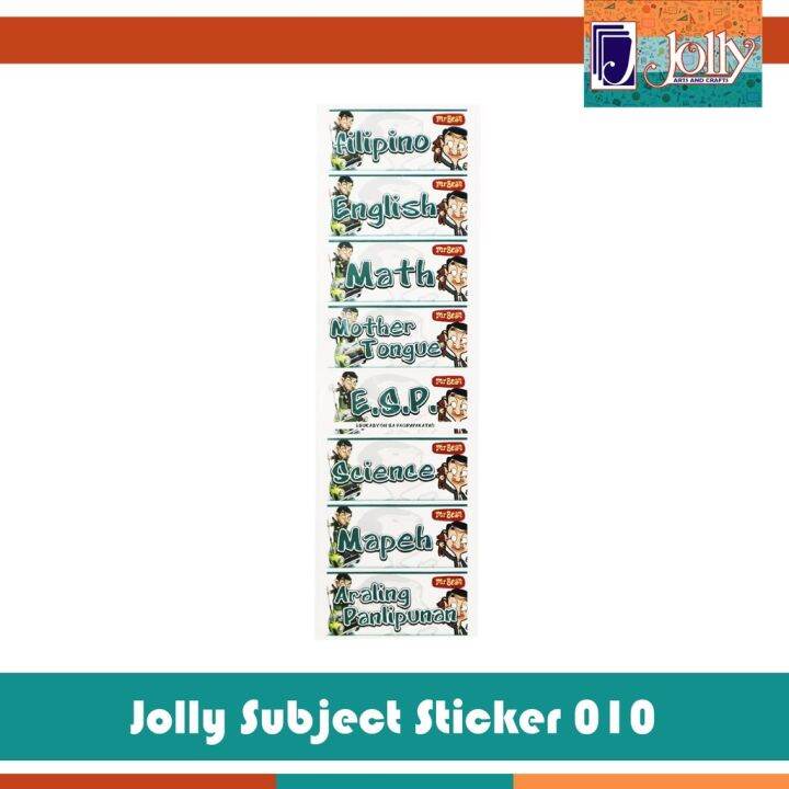 Subject Sticker in Assorted Designs - 8 subjects / 2 stickers each ...