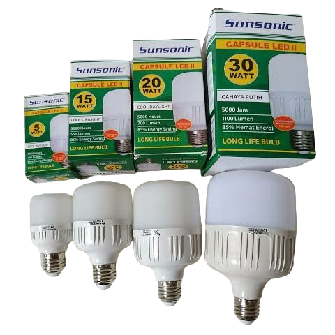 Sunsonic Lampu Capsule Bohlam LED Bulb Cahaya Putih Cool Daylight 5W / 10W / 15W / 20W / 30W ...