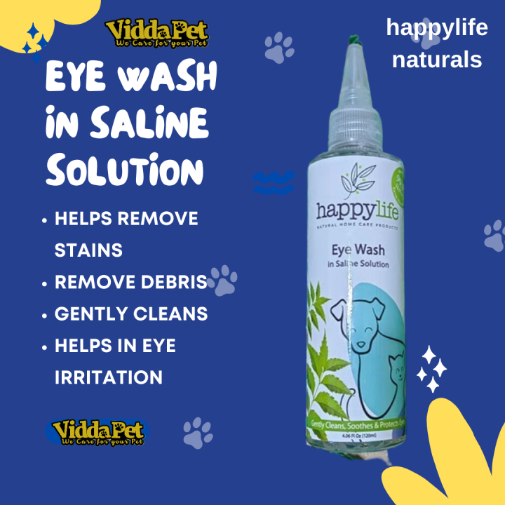 Eye wash in Saline Solution for pets dogs cats 120ml happy life ...