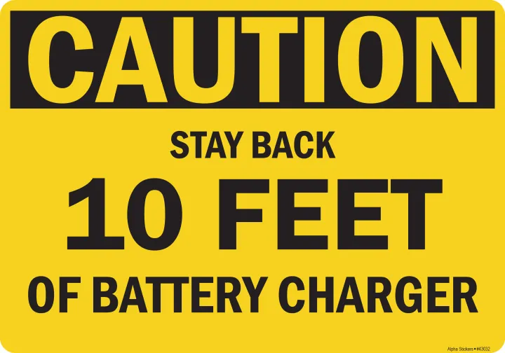 Battery Warning Signs Caution 10 feet Vinyl Sticker Size: 10"W x 7"H ...