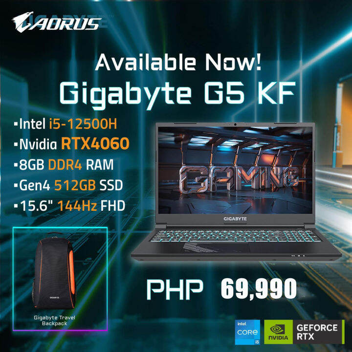 Gigabyte G5 KF-E3PH333SH 15.6inch FHD 144Hz | i5-12500H | 8GB RAM | 512GB SSD | RTX 4060 8GB ...
