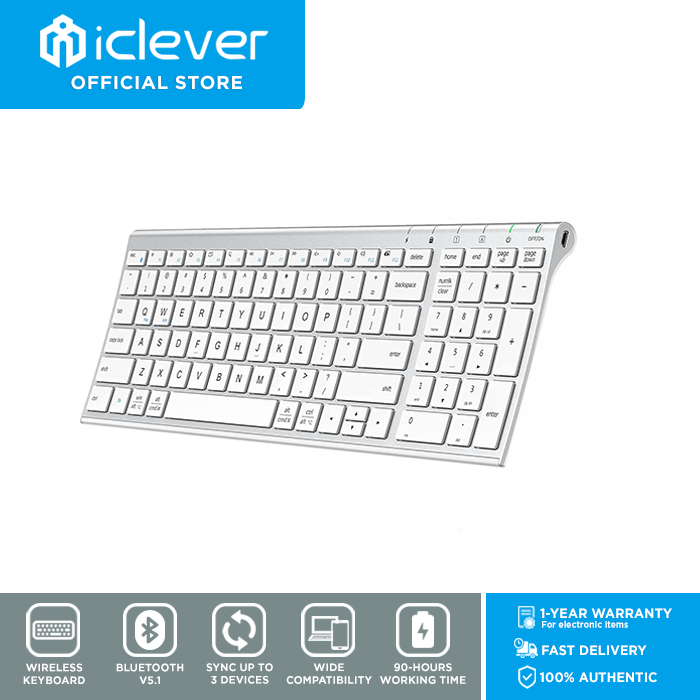 iClever BK10 Bluetooth Keyboard, Universal Wireless Keyboard, Rechargeable Bluetooth 5.1 Multi ...