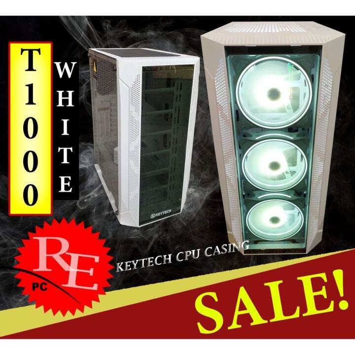 Keytech t1000 white Tempered Glass Gaming Desktop pc case | Lazada PH