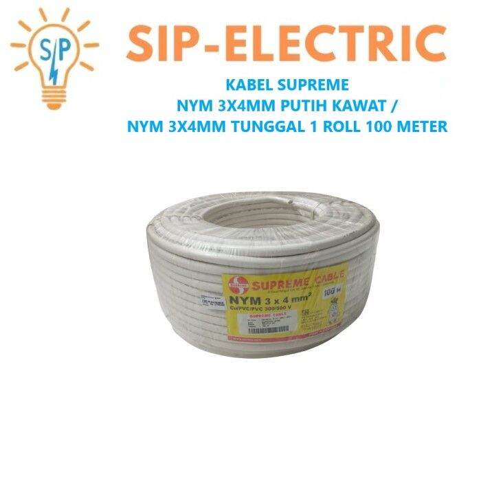 KABEL SUPREME NYM 3X4MM PUTIH KAWAT / NYM 3X4 MM TUNGGAL100 METER ...