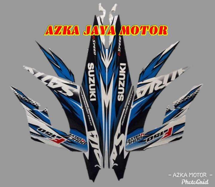 Sticker Striping suzuki Satria F 150 2013 biru putih / striping full ...